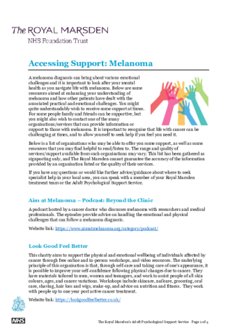 Accessing support | Royal Marsden Patient Information Library
